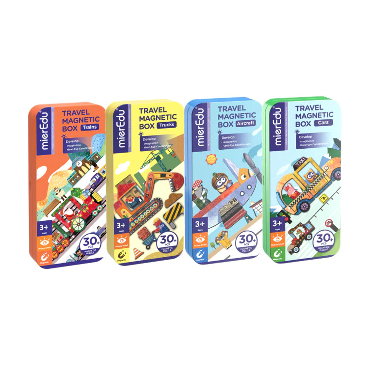 mierEdu Transport Travel Magnetic Puzzle Box 30+ Pieces Assorted